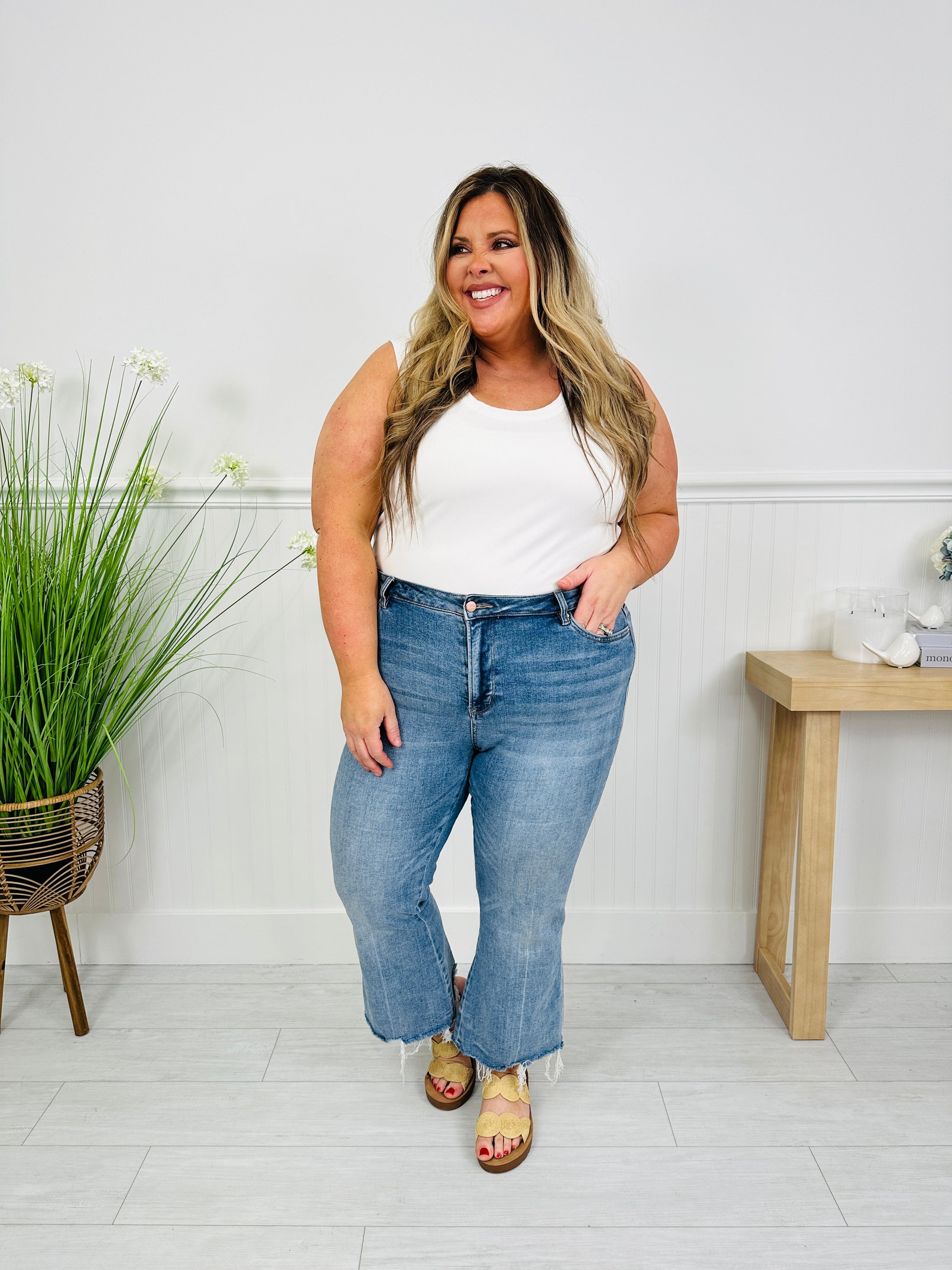 Kick Back And Relax Kick Flare Cropped Jeans – MOCO Boutique