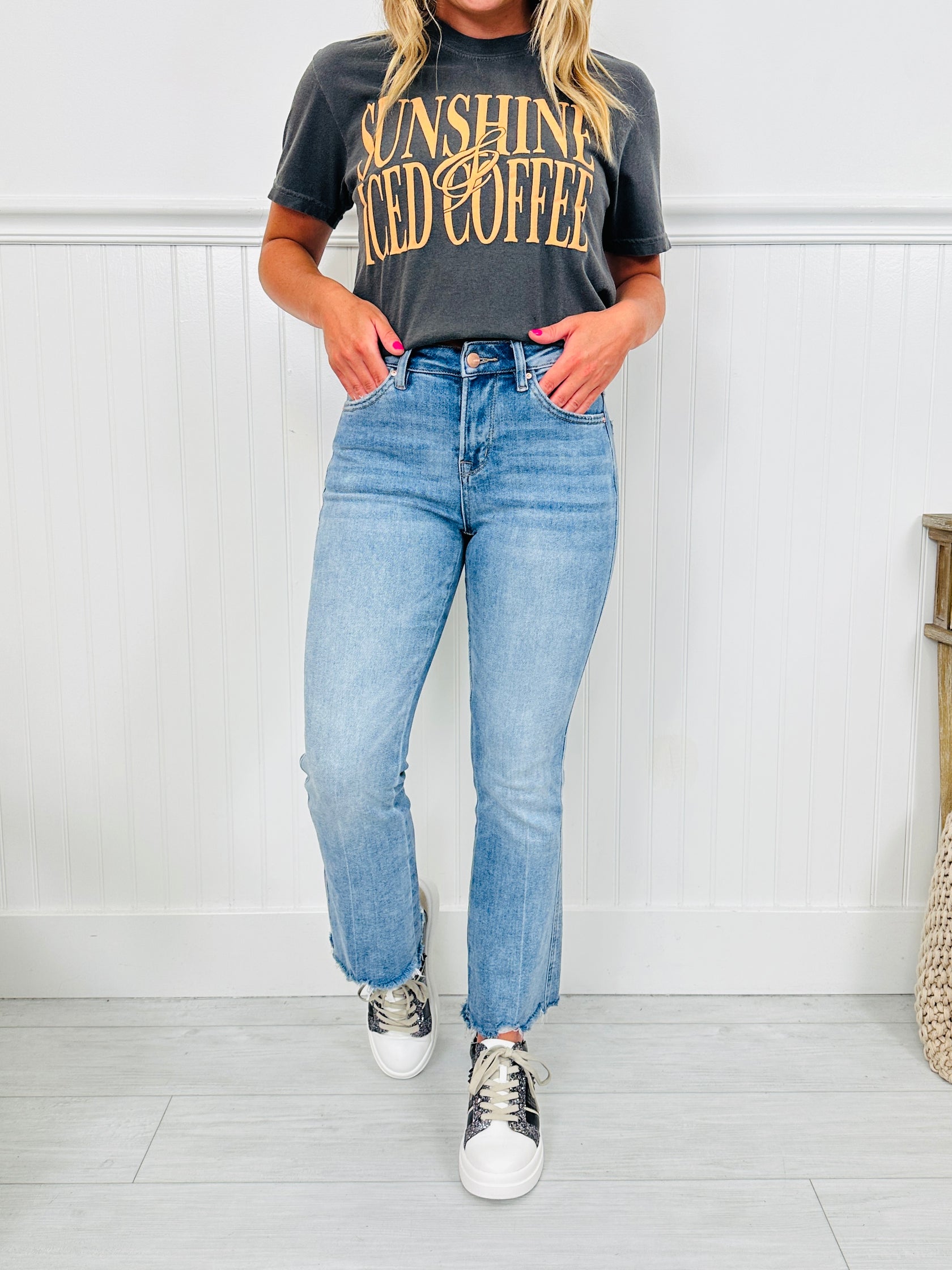 Kick Back And Relax Kick Flare Cropped Jeans – MOCO Boutique
